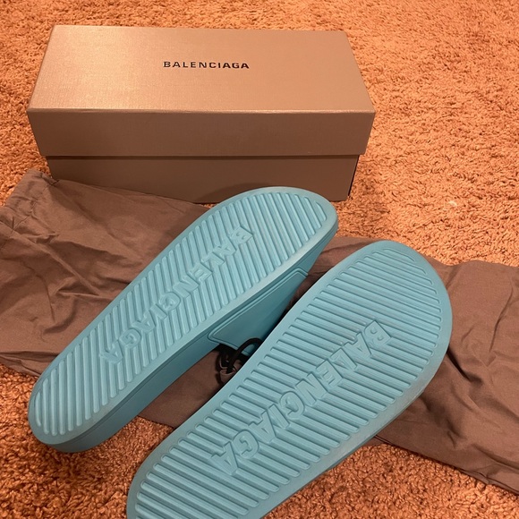 Balenciaga | Shoes | Balenciaga Pool Slide Logo Smooth Rubber | Poshmark
